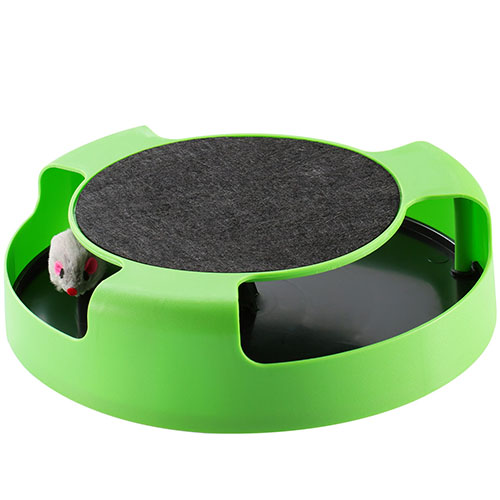 Cat Interactive Scratching Toy w/ Rotating Running Mouse Catching Plate ...