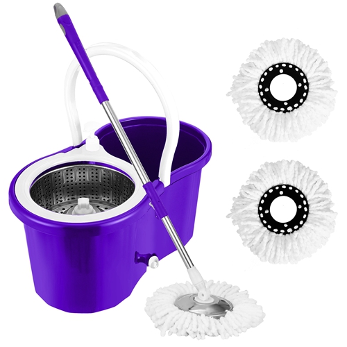 360° Spin Mop Stainless Steel Spin Mop Wringer Bucket Set Wet Dry Floor ...
