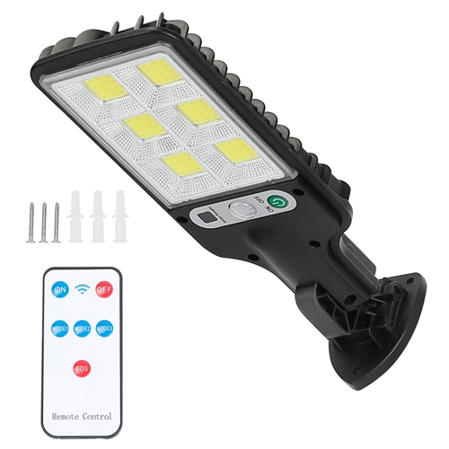 Solar Wall Light Outdoor 72 COB Beads PIR Motion Sensor Remote Control ...
