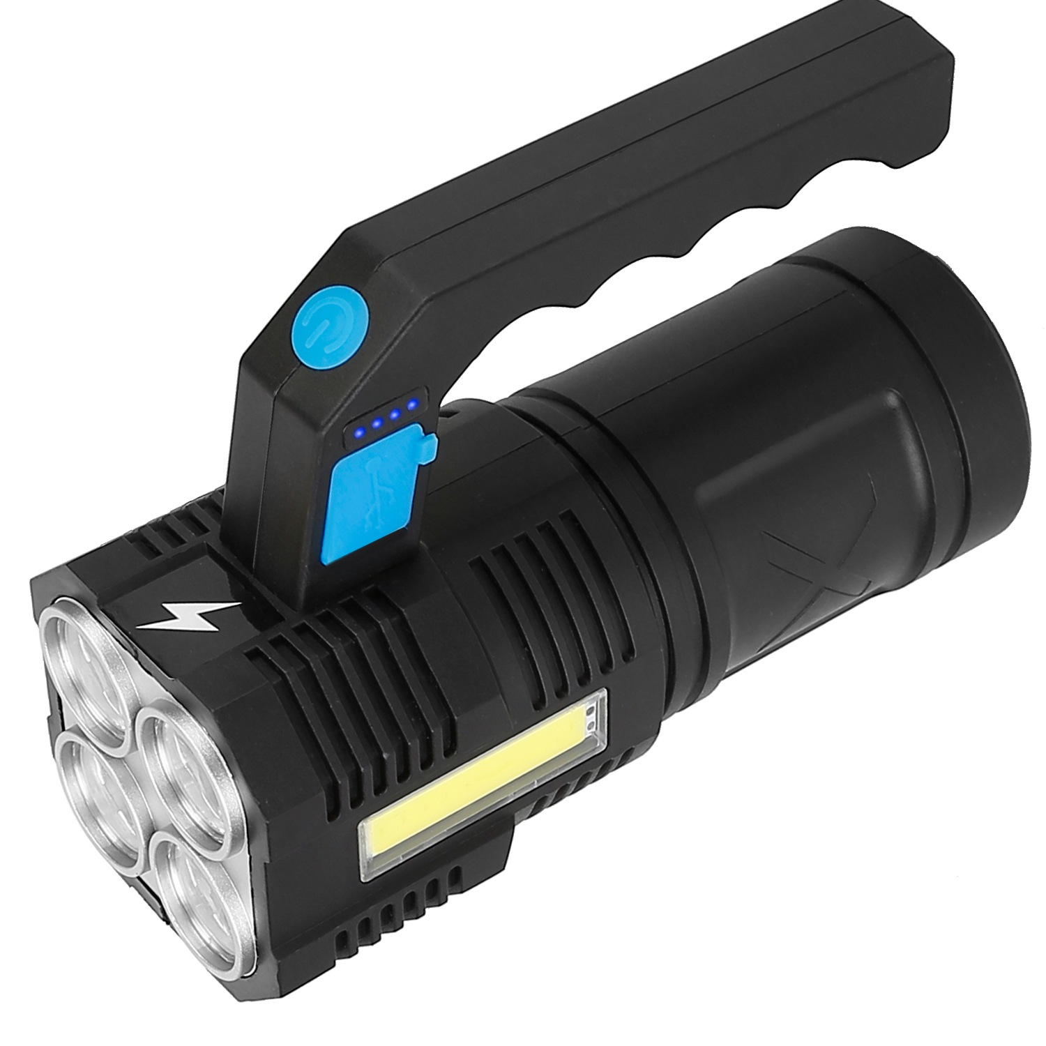 Super Bright LED Searchlight USB Rechargeable Flashlight Waterproof ...