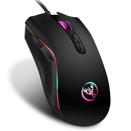 Wired Gaming Mouse 7 Keys Ergonomic Optical Mouse with 7 Changeable Colors 4 Adjustable DPI ...