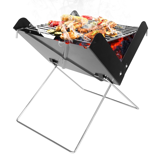Foldable BBQ Grill Charcoal Barbecue Portable X Grill Tabletop Outdoor ...