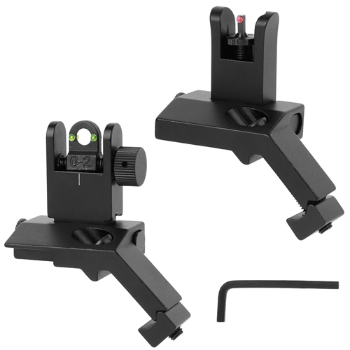 45 Degree Offset Rear Front Flip Up Sights Fiber Optics Aluminum Sights ...