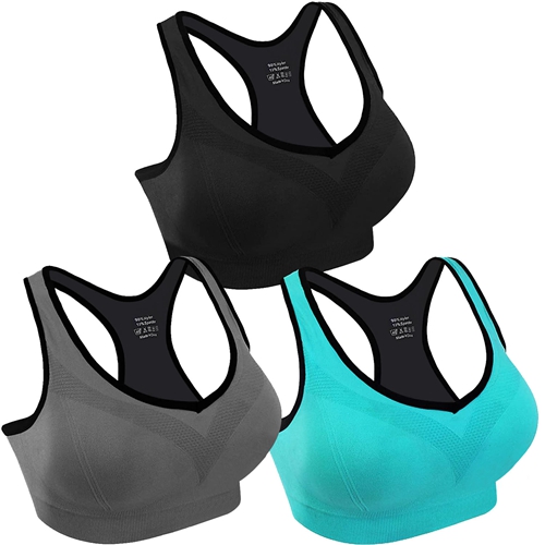 3 Packs Women Padded Sports Bras Yoga Fitness Push up Bra Female Top ...