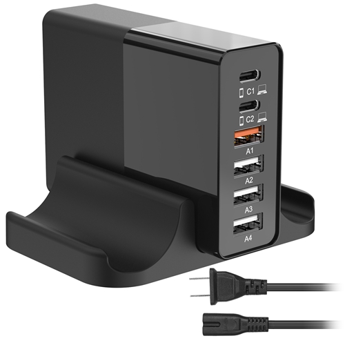 USB Fast Charger 65W 6-Port Fast Charging Station Type-C Wall Charger ...