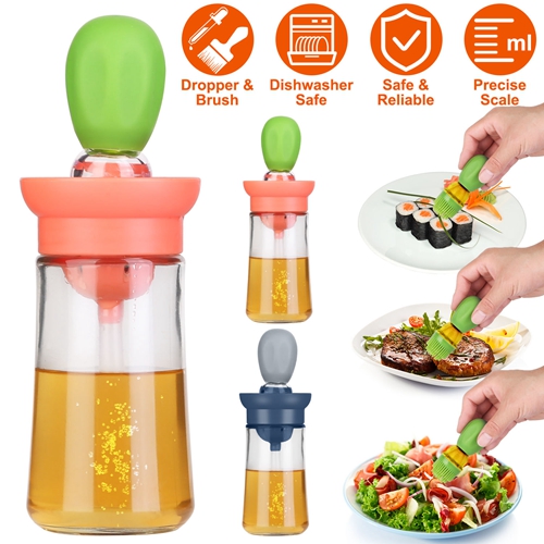 Oil Dispenser Bottle 2 In 1 Cooking Glass Olive Oil Dispenser Silicone ...