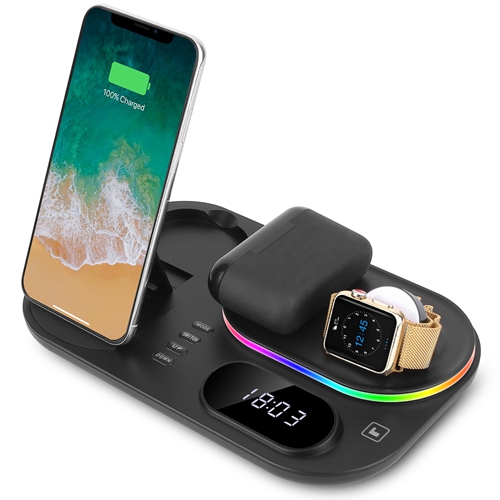 4 in 1 30W Wireless Charger Foldable Fast Charging Station Stand Dock ...