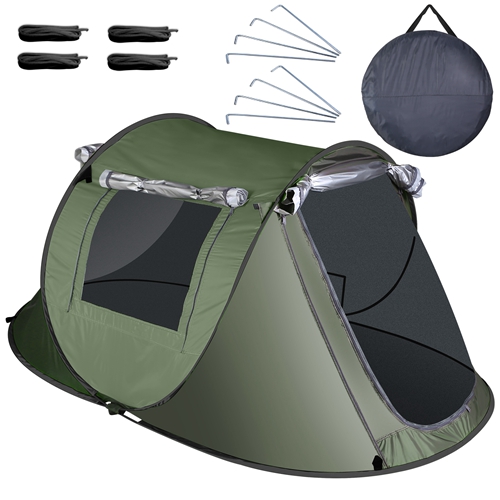 3-4 Person Pop Up Tent Automatic Setup Camping Tent Waterproof Instant Setup Tent with 2 ...