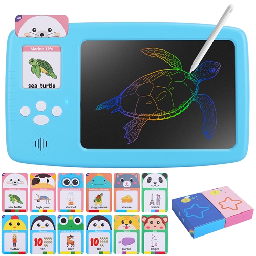 224 Words Toddler Learning Toy Talking Flash Cards with LCD Writing ...