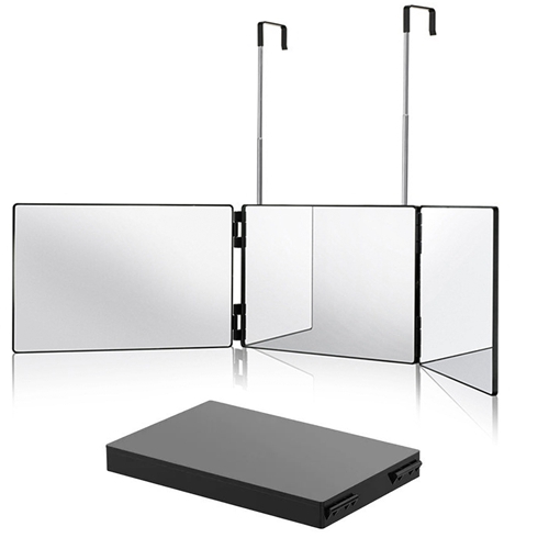 3 Way Mirror with Telescopic Hanger Tri-fold Mirror Personal Makeup ...