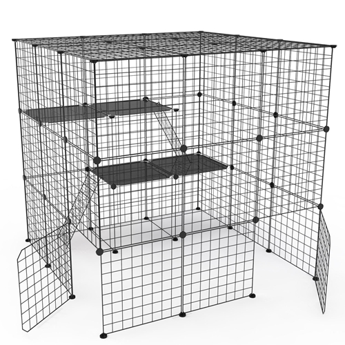 3 Tier Large Cat Cage Enclosure Indoor Cat Playpen Iron Construction ...