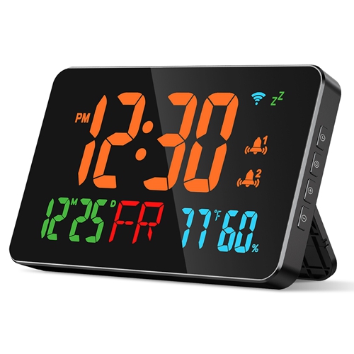 WiFi Auto Set Alarm Clock LED Digital Clock With 2 Alarm Setting Snooze ...