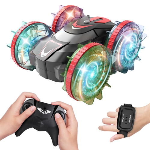2 In 1 Amphibious RC Car Waterproof Stunt Car with Wrist Controller 4WD ...