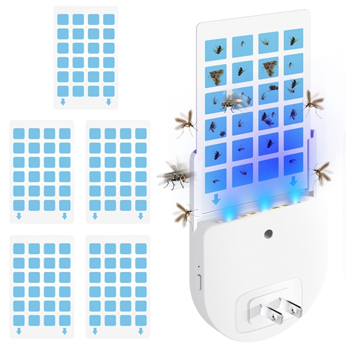 Plug-In Indoor Flying Insect Trap 5 Glue Boards UV Light Mosquito ...