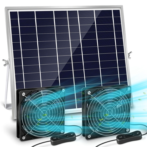 Solar Powered Fan Kit For Intake or Exhaust Air 20W Solar Panel IPX7 ...