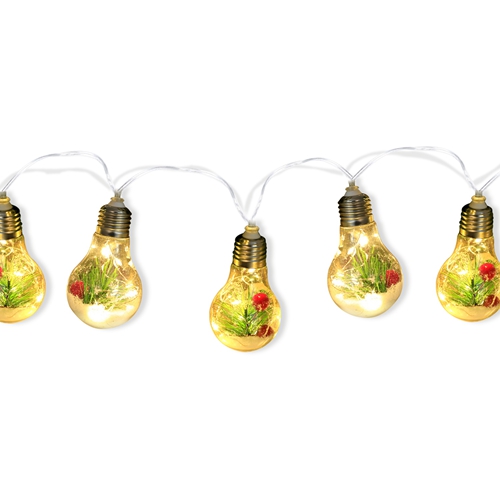 13.78FT Christmas Snow Globe String Light Battery Powered 10 LED Bulbs ...