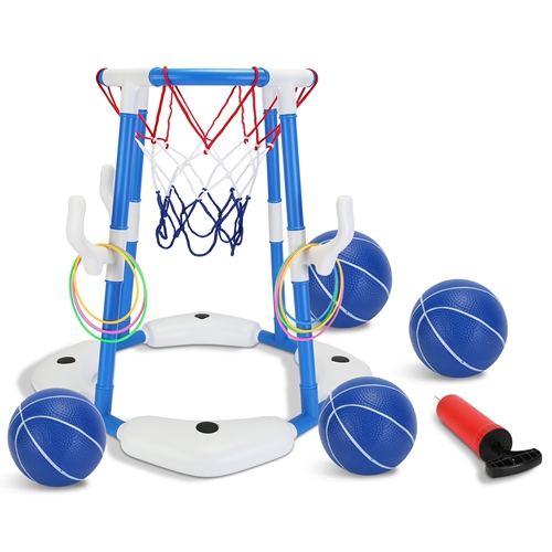 Summer Pool Basketball Hoop Toy Set With 4 Basketballs 4 Circles Pump ...